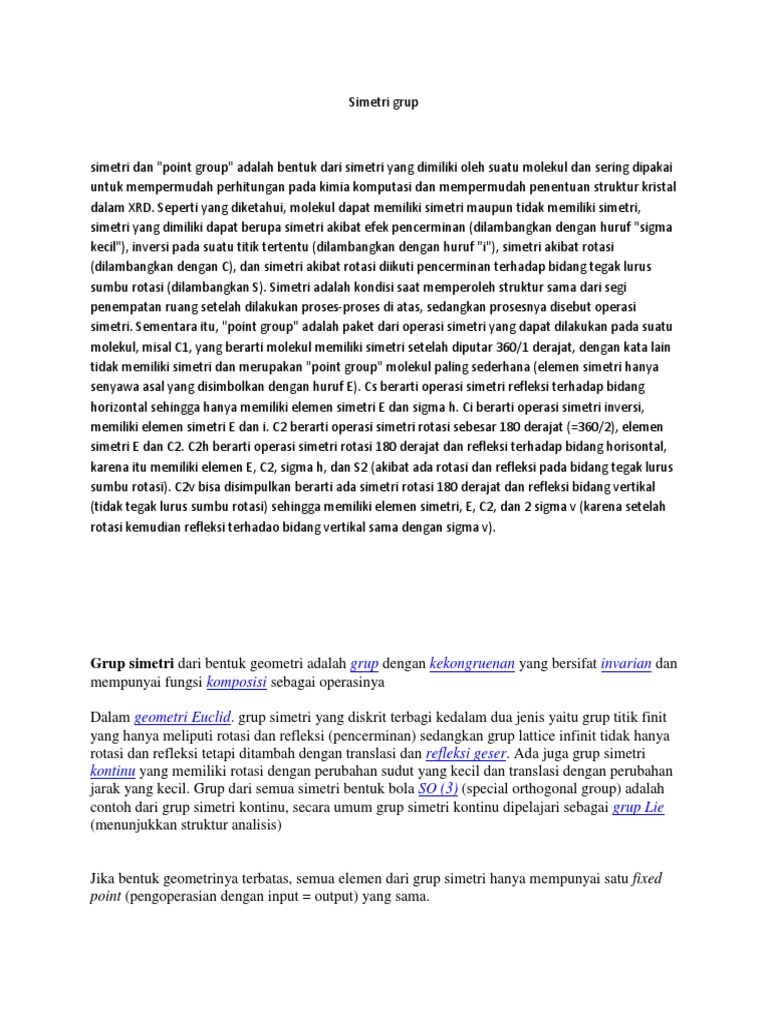 Simetri Grup dalam Molekul dan Geometri | PDF | Metode & Bahan Ajar