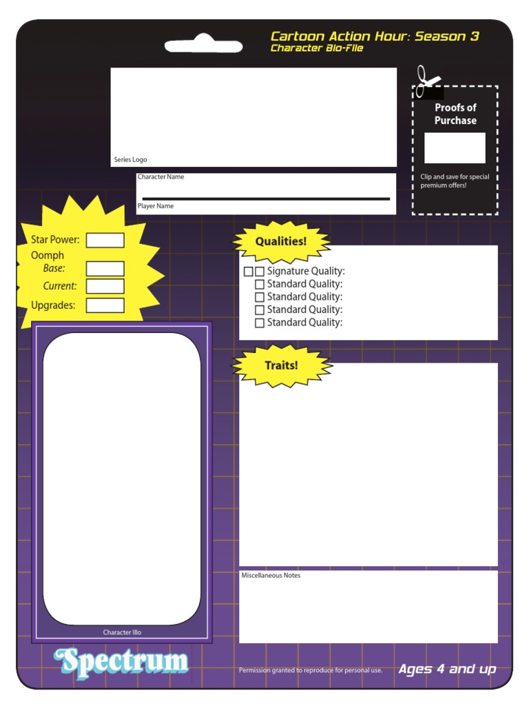 Cartoon Action Hour: Season 3: Character Bio-File | PDF