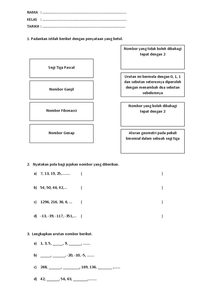 Kuiz 1 Math TINGKATAN 2 | PDF