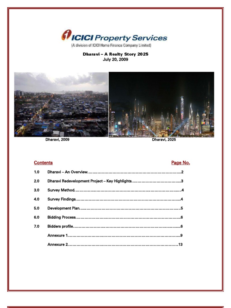 Projecting Progress: A Summary of Plans and Surveys for the Dharavi ...