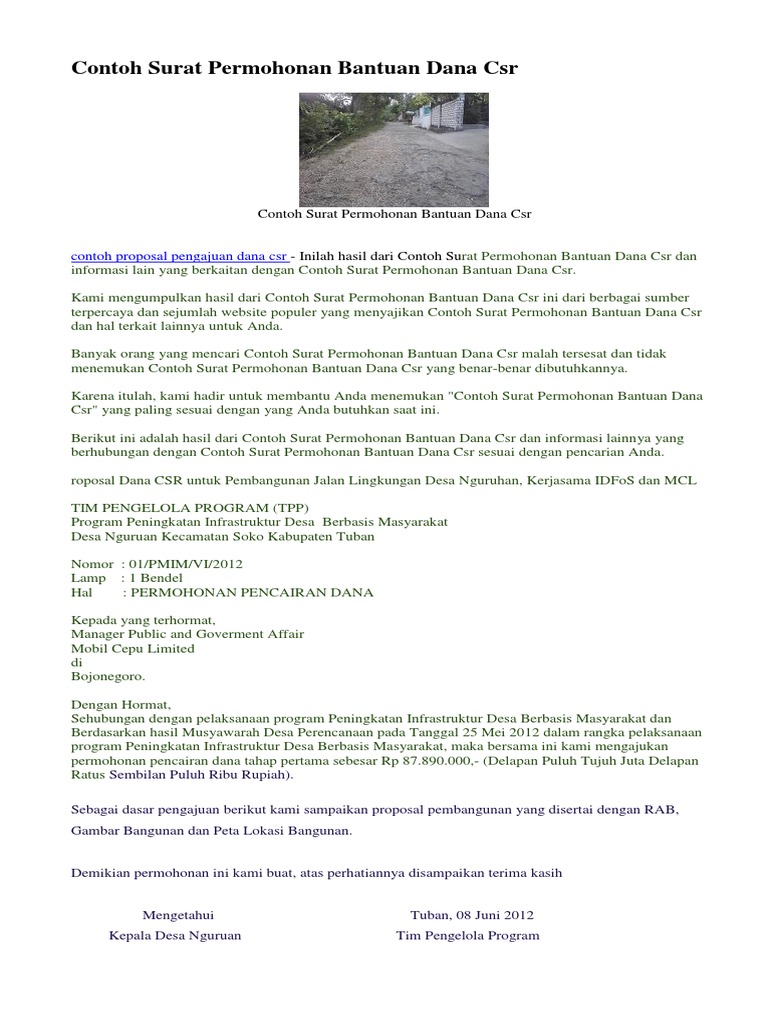 Contoh Proposal CSR | PDF