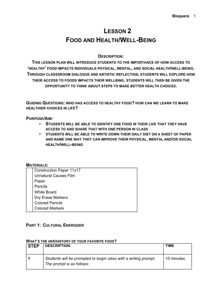 Lesson 2 | PDF | Lesson Plan | Foods