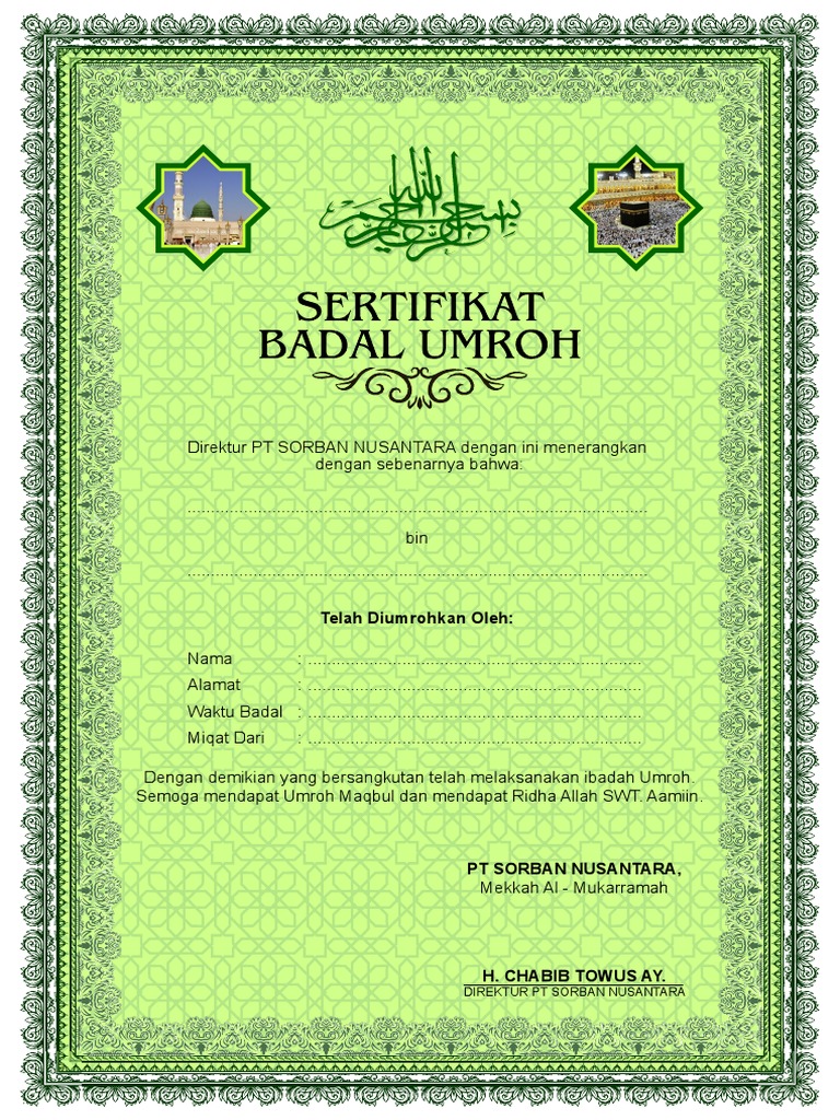 Badal Umroh Sertifikat | PDF