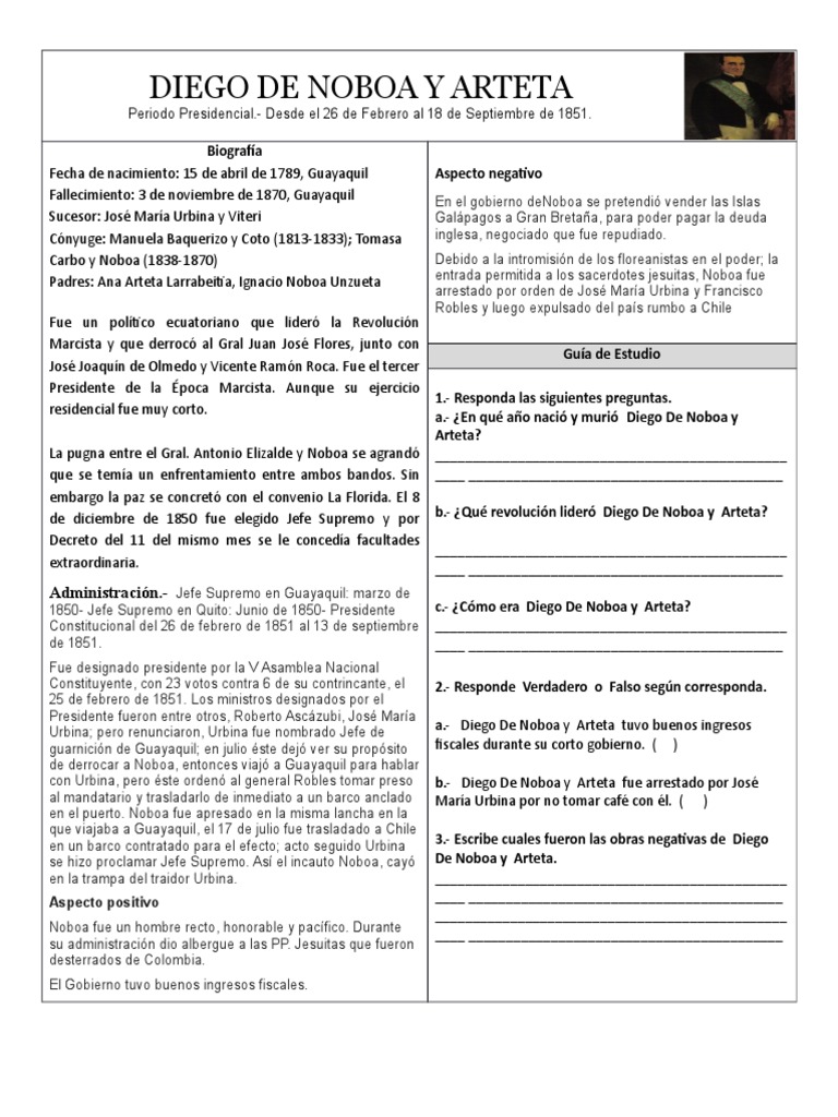 Diego de Noboa y Arteta | PDF | América del Sur | Gobierno