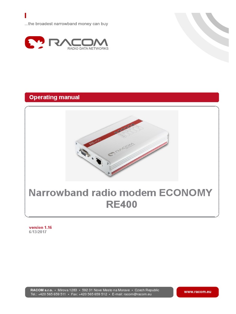 Narrowband Radio Modem ECONOMY RE400: Operating Manual | PDF | Network ...