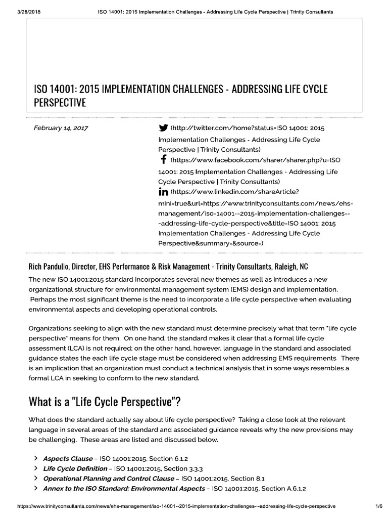 Life Cycle Perspective | PDF