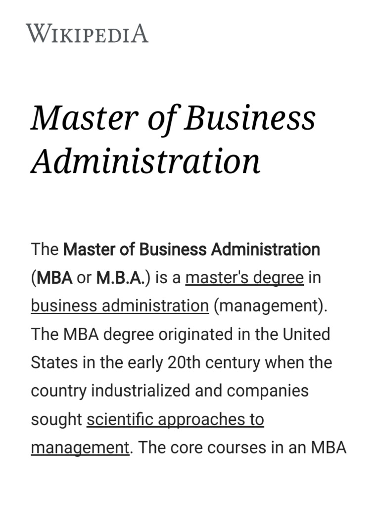 Master of Business Administration - Wikipedia | Master Of Business ...