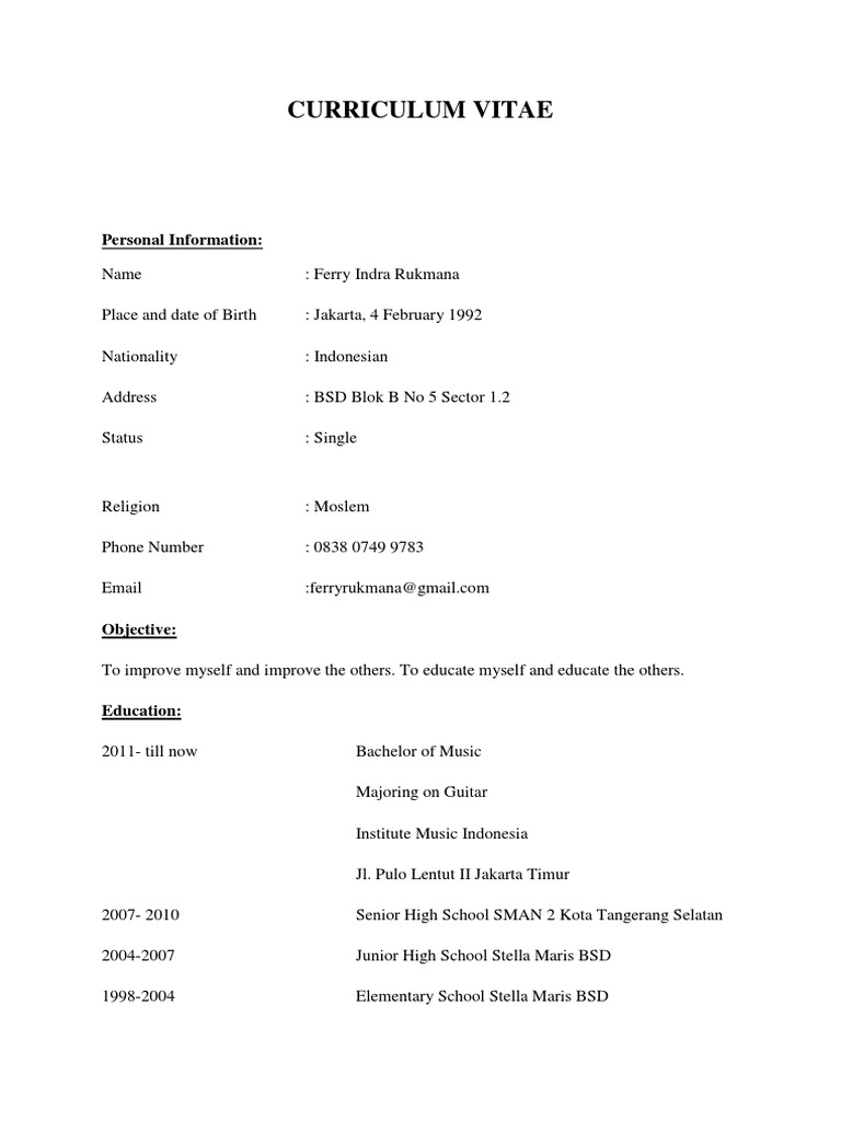 Curriculum Vitae: Personal Information | PDF
