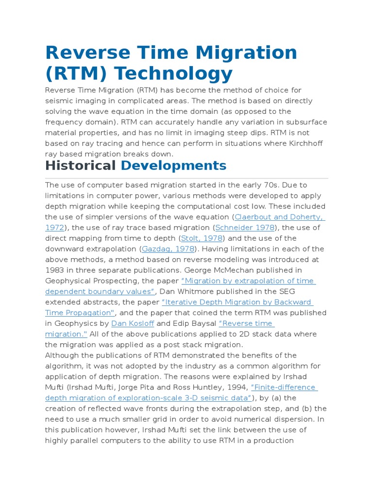 Reverse Time Migration | PDF | Numerical Analysis | Reflection (Physics)