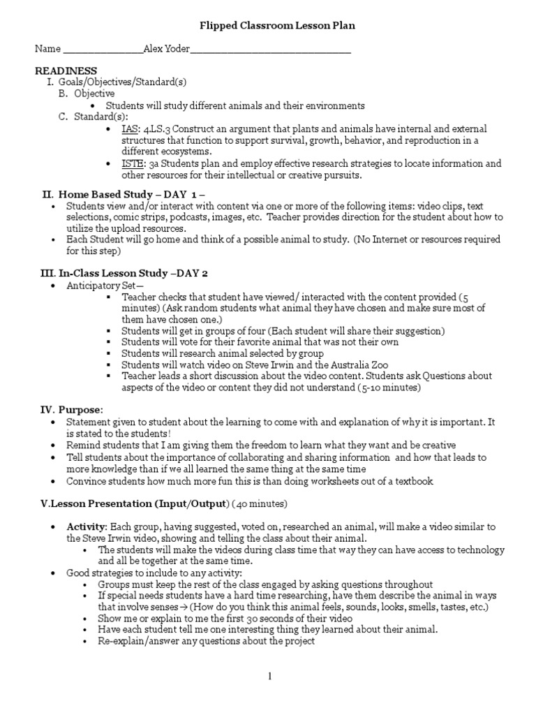 Flipped Classroom Lesson Plan Done | PDF | Lesson Plan | Change