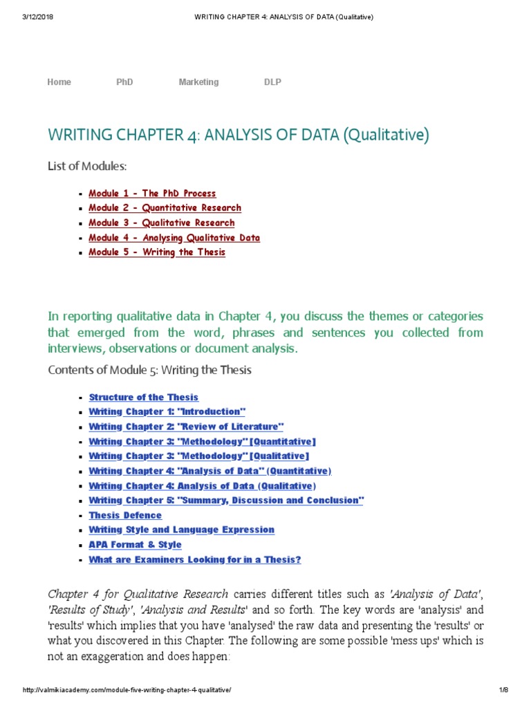 Writing Chapter 4 - Analysis of Data (Qualitative) | PDF | Qualitative ...