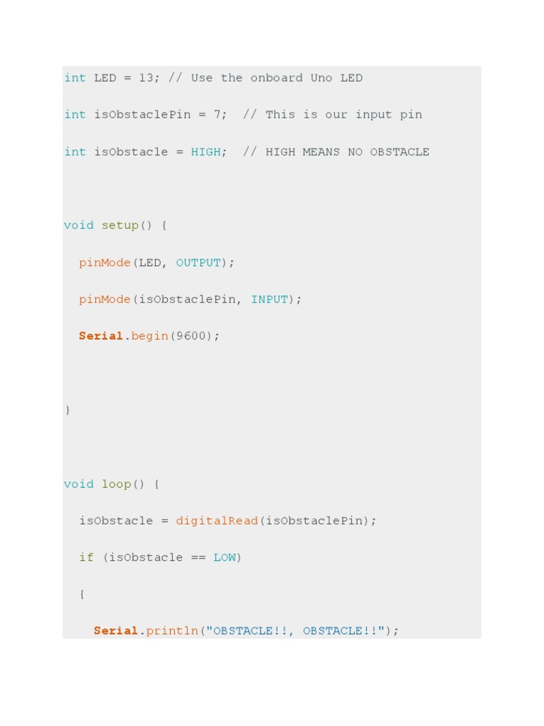 Int Int Int High: Led 13 Isobstaclepin 7 Isobstacle | PDF