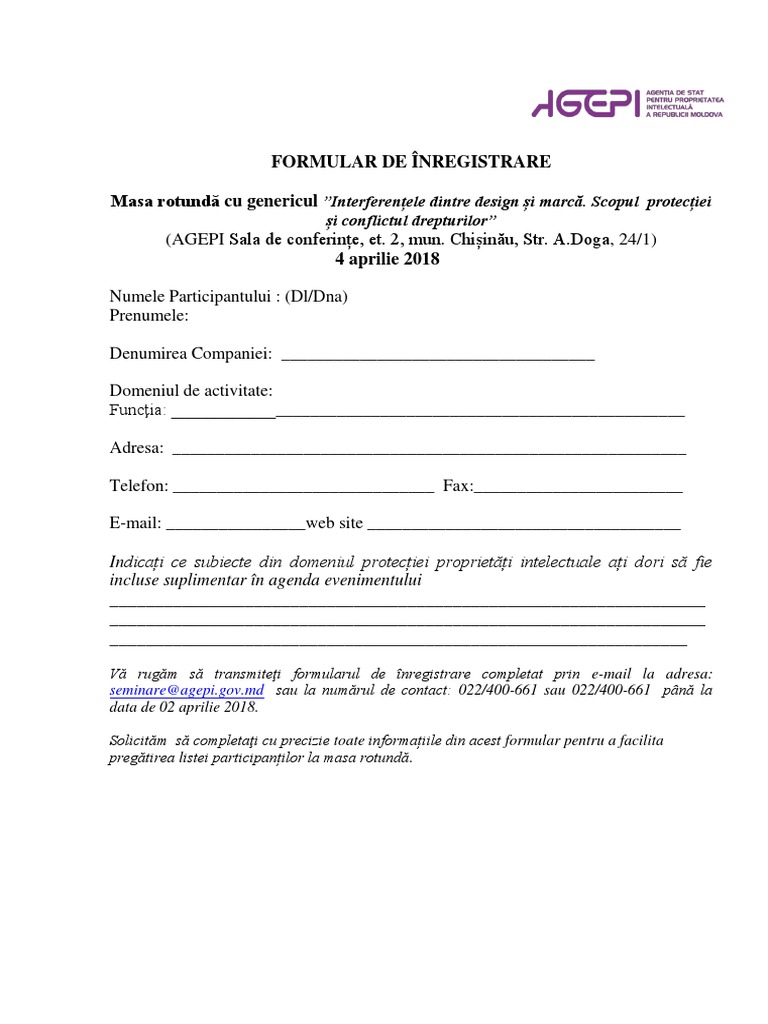 Formular de Înregistrare | PDF