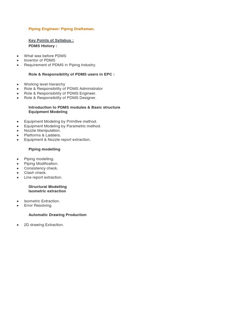 PDMS History:: Key Points of Syllabus | PDF