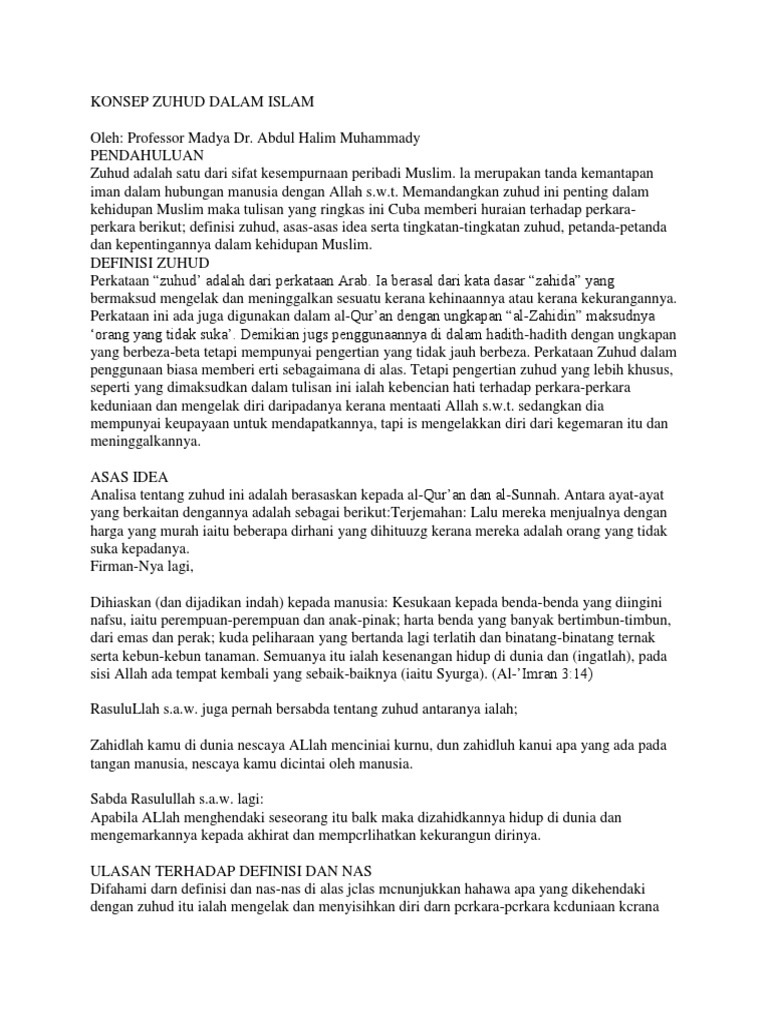 Konsep Zuhud Dalam Islam | PDF