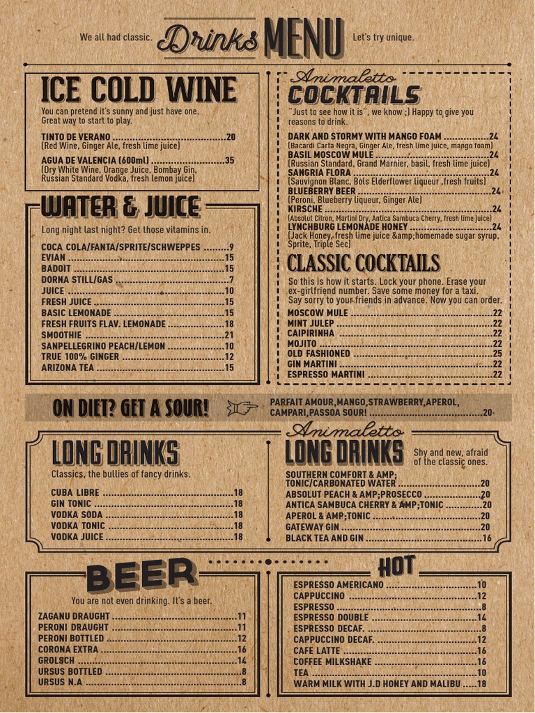 Meniu Cocktails | PDF