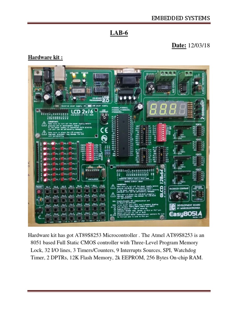 Hardware Kit:: LAB-6 Date: 12/03/18 | PDF | Power Supply | Microcontroller