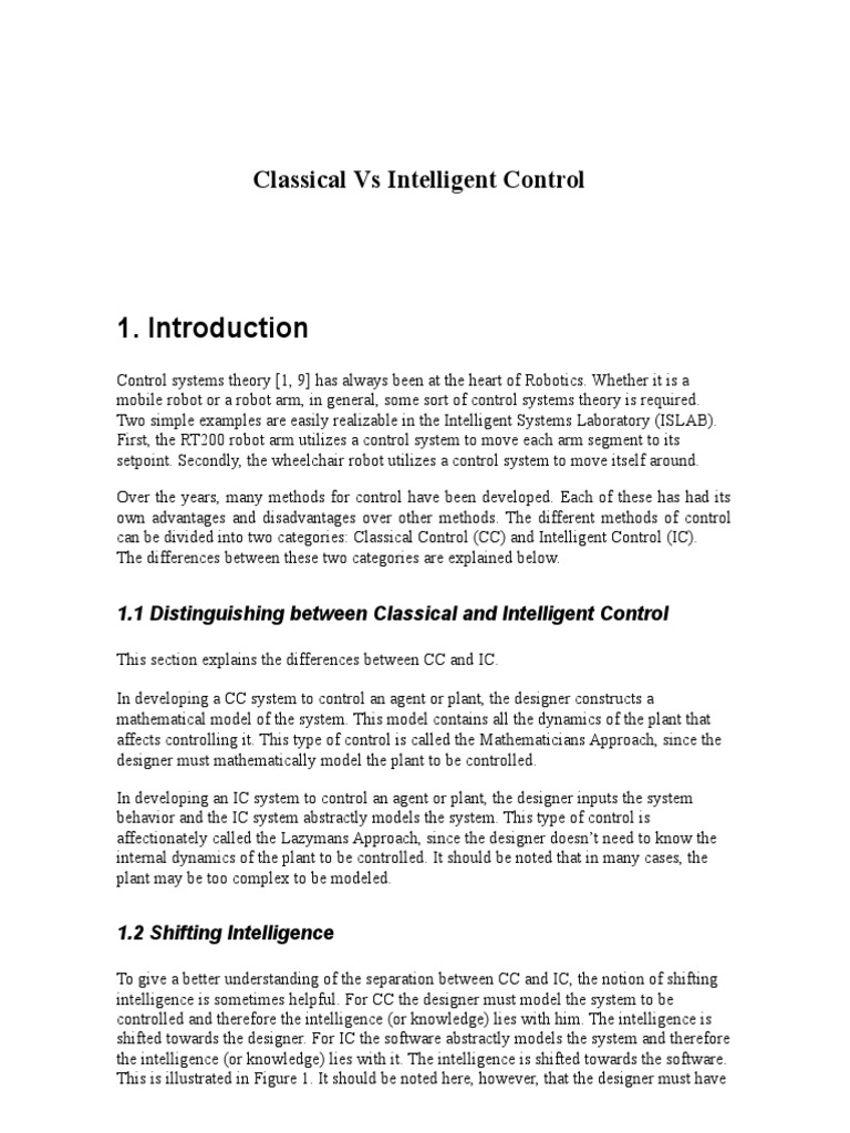 Classical vs Intelligent Control Systems | PDF | Control Theory | Neuron