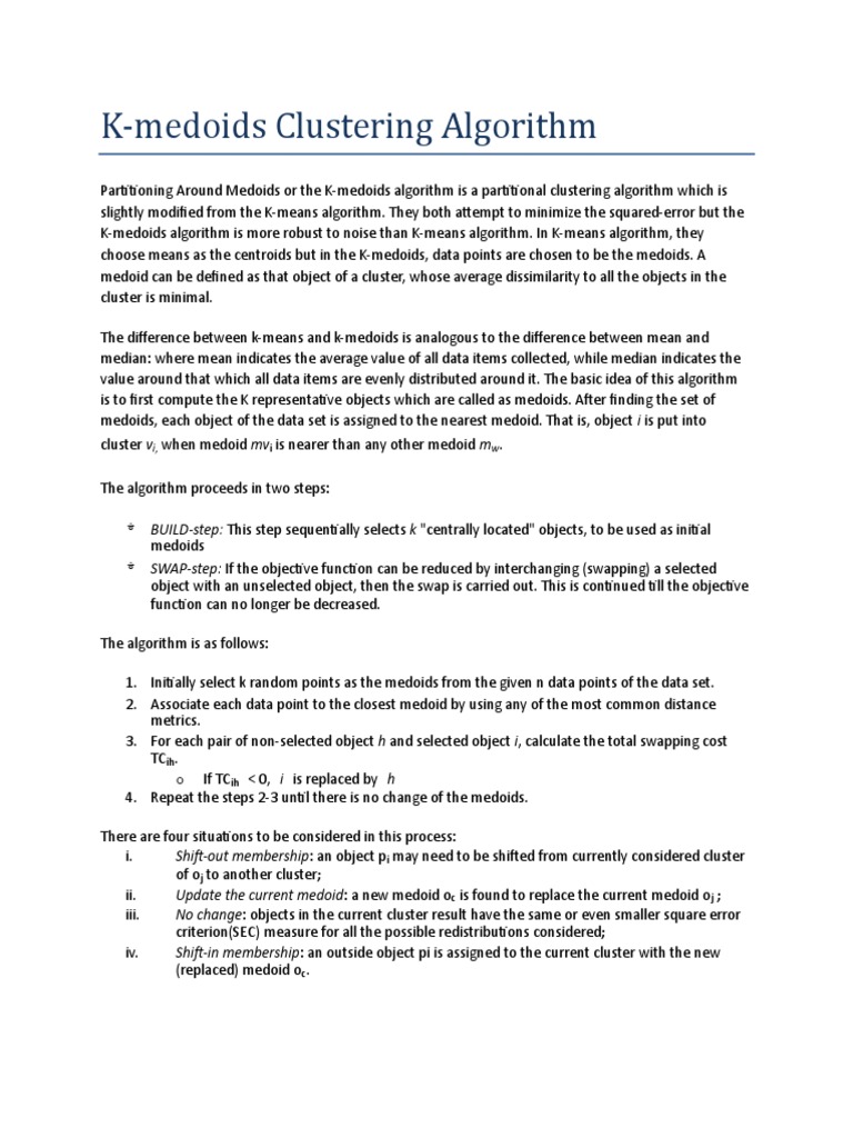 33 93 LM V1 S1 - Kmedoids | PDF | Cluster Analysis | Algorithms And ... 33 93 LM V1 S1 - Kmedoids | PDF | Cluster Analysis | Algorithms And ...
