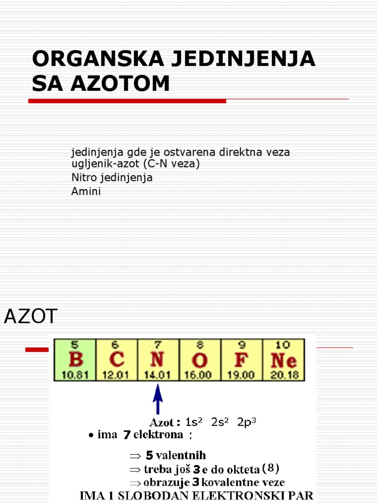 Organska Jedinjenja Sa Azotom | PDF
