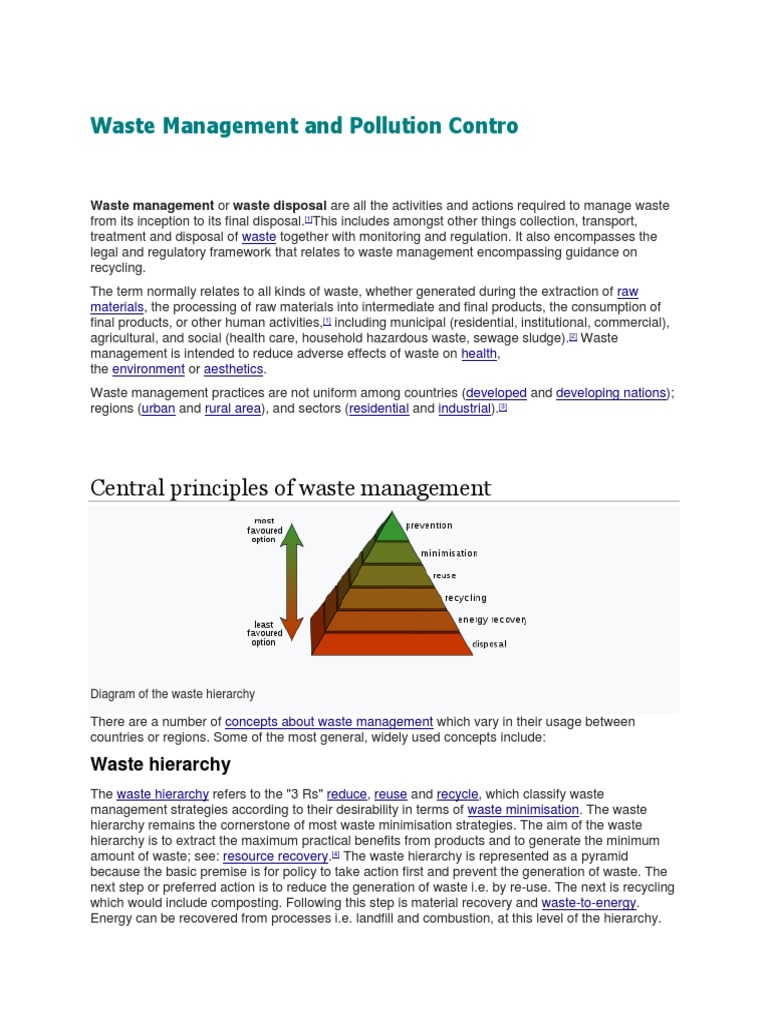Waste Management Principles and Hierarchy | PDF | Waste Management ...