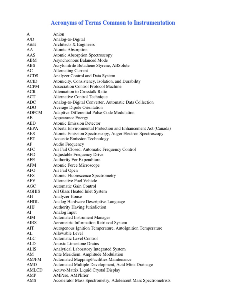 Instrumentation Acronym Guide | PDF | Mass Spectrometry | Infrared
