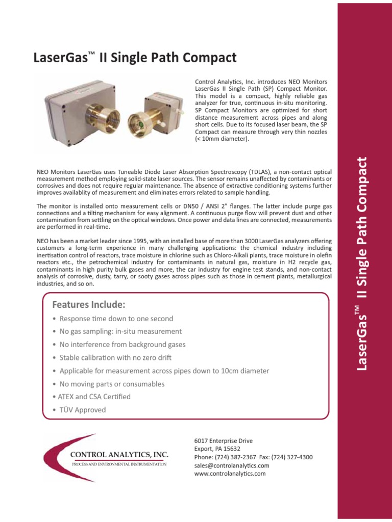 LaserGas II SP Compact | PDF | Physical Sciences | Gases