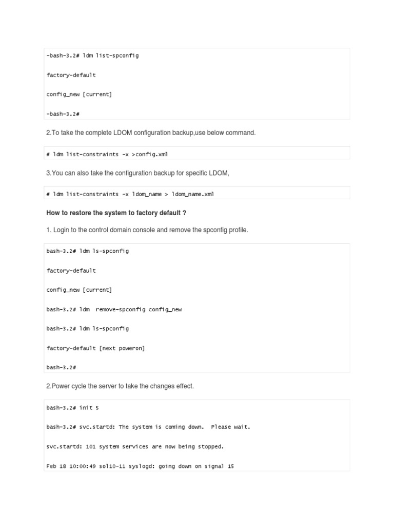 Ldom Config Save | PDF | Command Line Interface | Operating System Technology