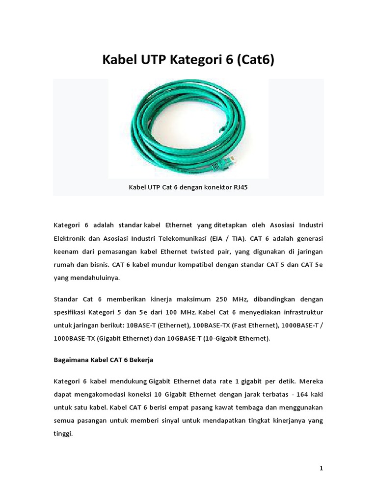 Kabel UTP Kategori 6 | PDF | Komputer
