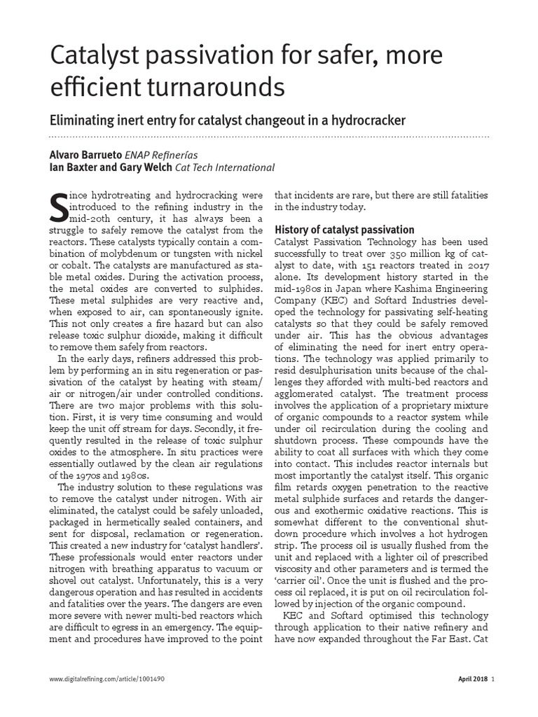 Catalyst Passivation For Safer, More Efficient Turnarounds | PDF | Oil ...