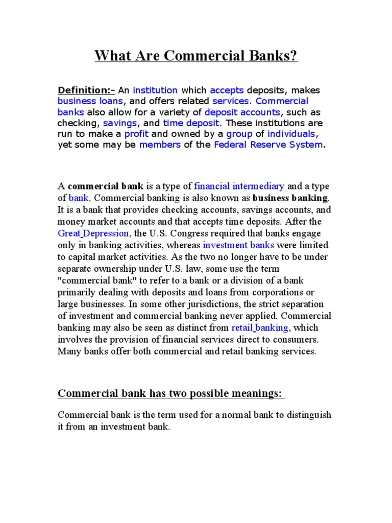 What Are Commercial Banks | PDF | Commercial Bank | Deposit Account
