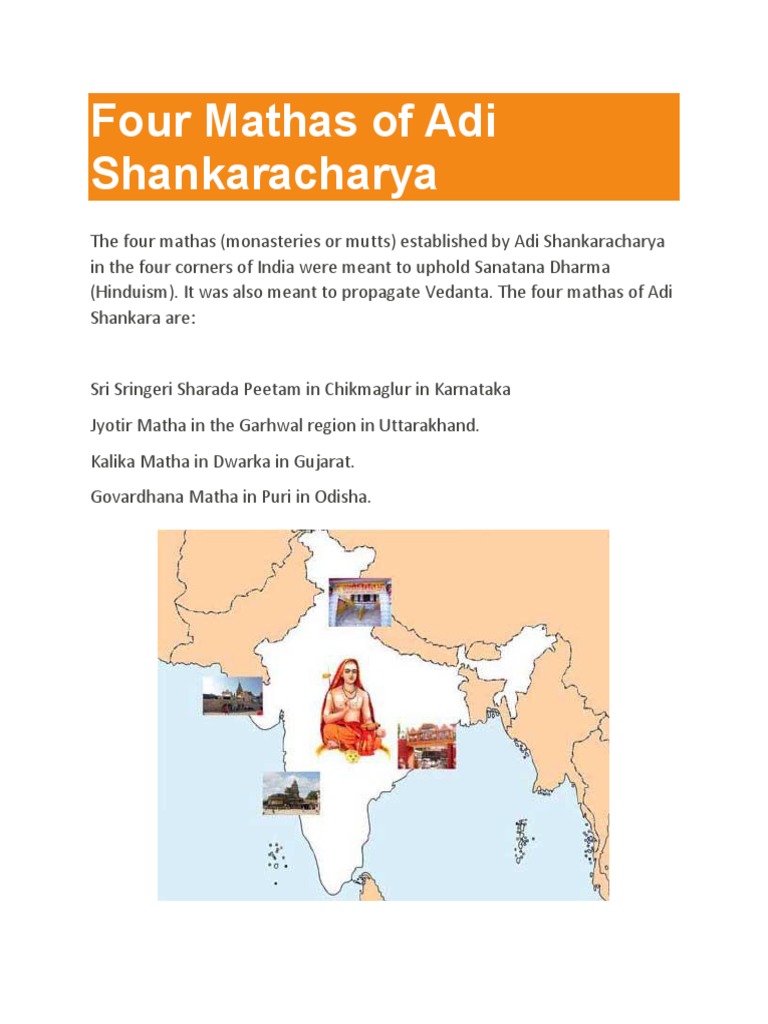 4 Mathas of Sankaracharya | PDF | Religion & Spirituality