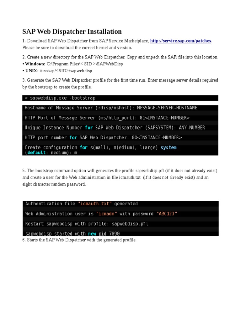 SAP Web Dispatcher Installation