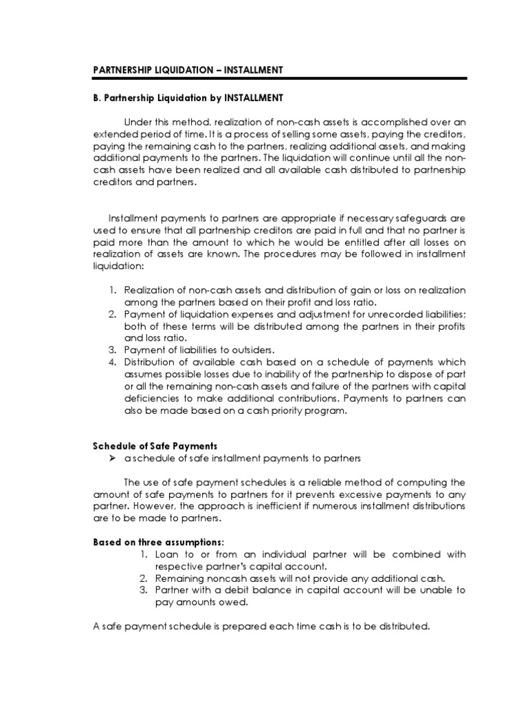 Partnership Liquidation | PDF | Liquidation | Partnership
