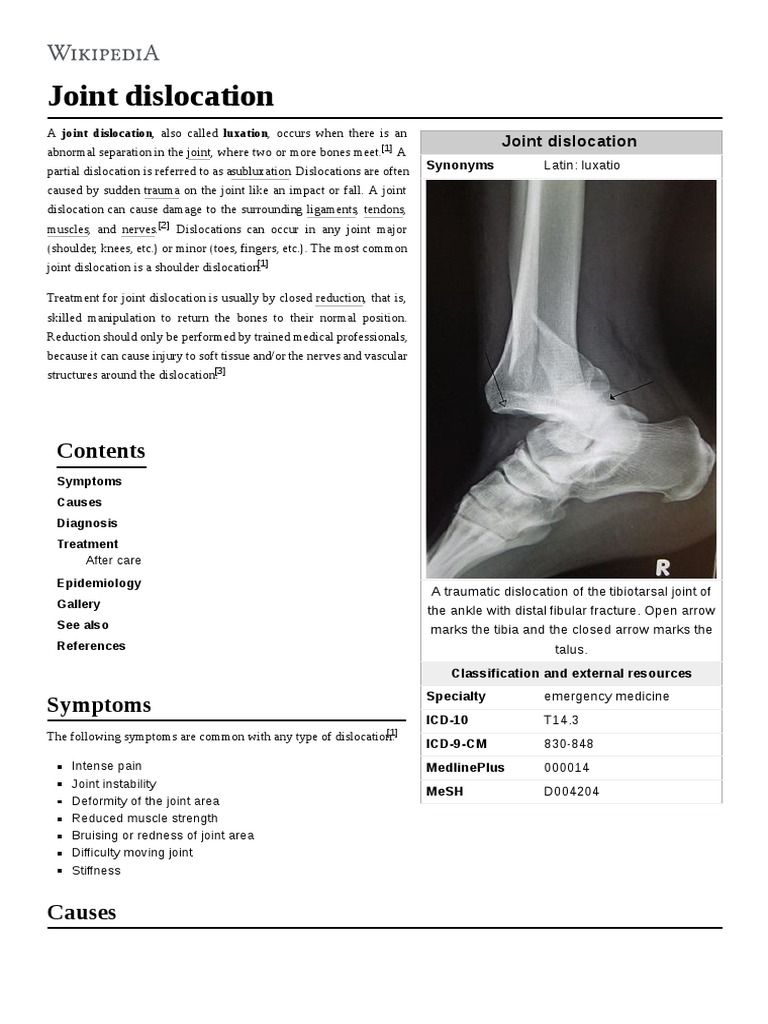 Joint Dislocation PDF | PDF | Musculoskeletal System | Joints