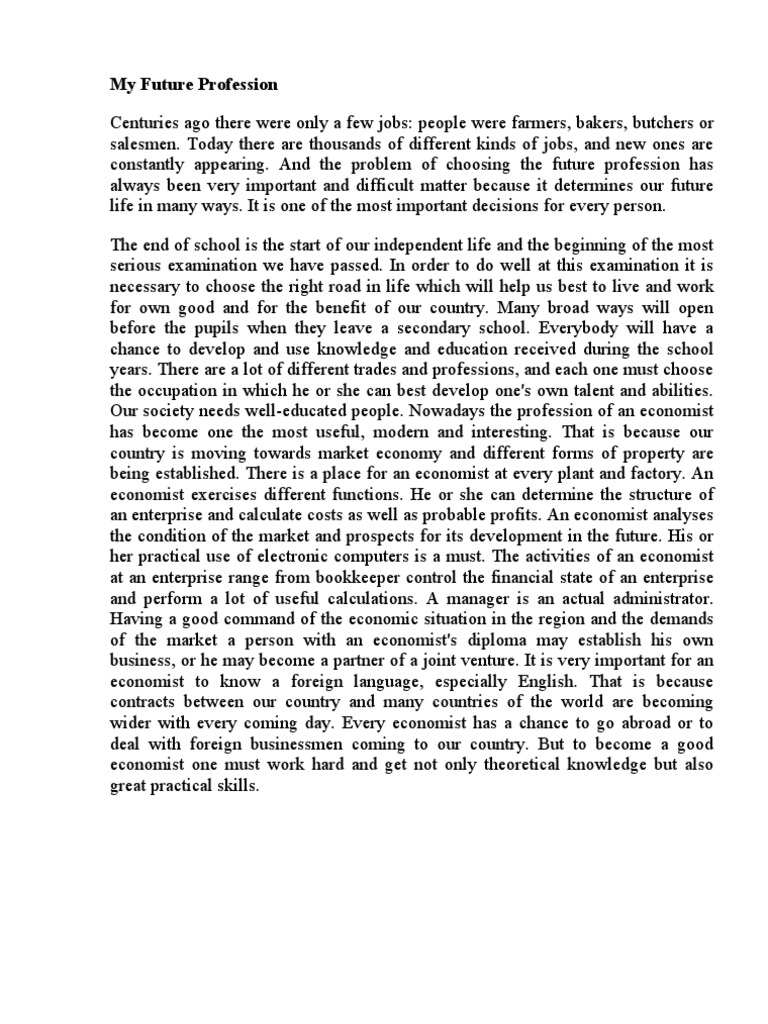 My Future Career as an Interpreter | PDF | Profession | Economics