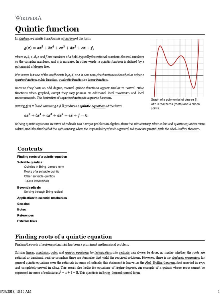 Quintic Function | PDF | Polynomial | Group Theory