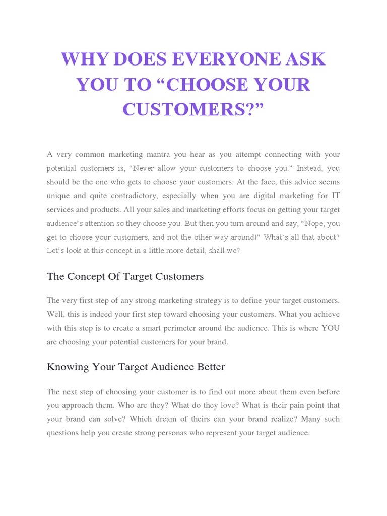 How To Choose Our Customers | PDF | Target Audience | Brand