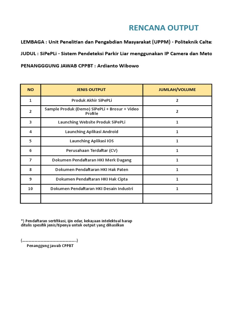Format Rencana Output Kegiatan | PDF