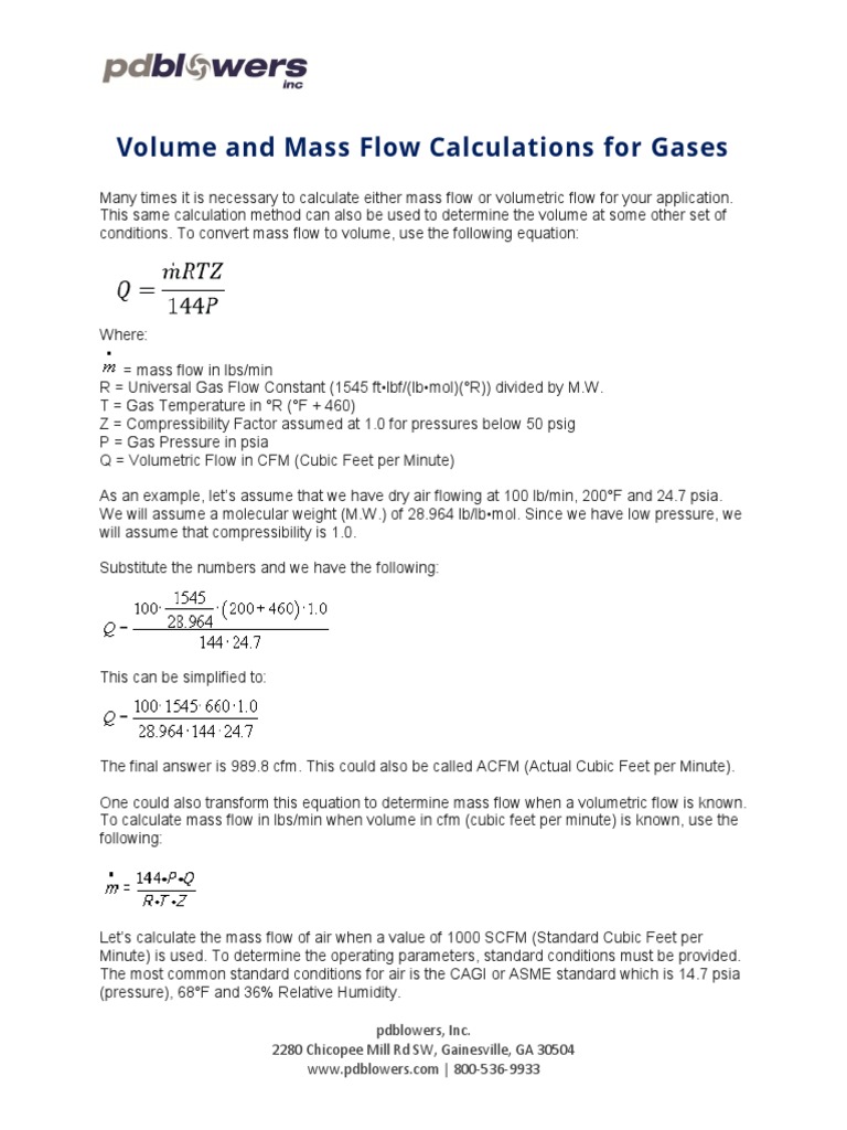 Calculate Mass Flow or Volumetric Flow For Any Gas | Download Free PDF ...