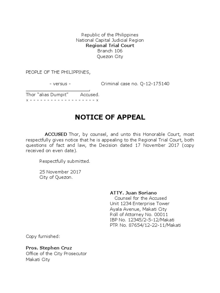 Notice of Appeal Final | PDF