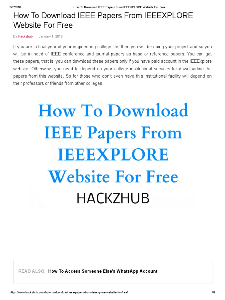How To Download IEEE Papers From IEEEXPLORE Website For Free | PDF ...