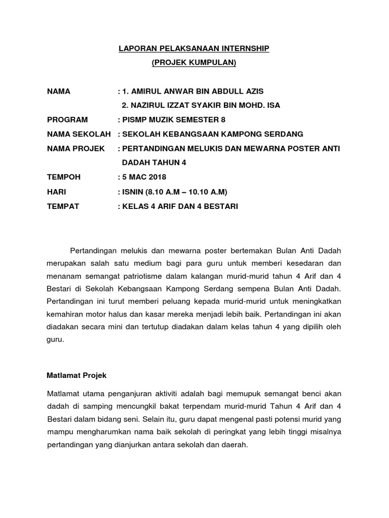 Laporan Pelaksanaan Projek Poster | PDF