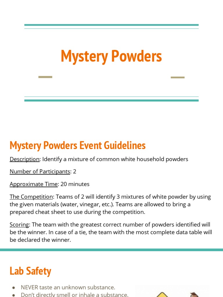 Mystery Powders 1 | PDF | Sodium Bicarbonate | Sodium Carbonate