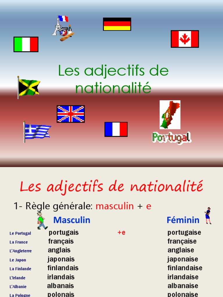 Adjectifs de nationalité en français | PDF | Langues | Arts du langage ...
