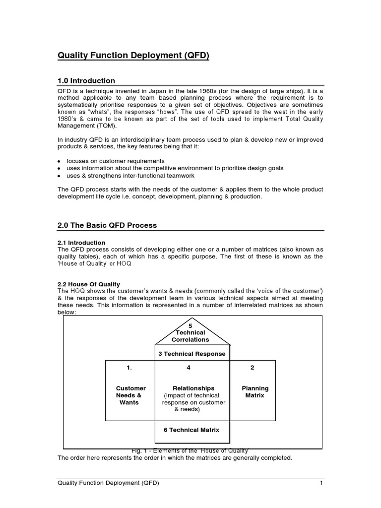 Steps For Completing Quality Function Deployment (QFD) | PDF | Quality ...