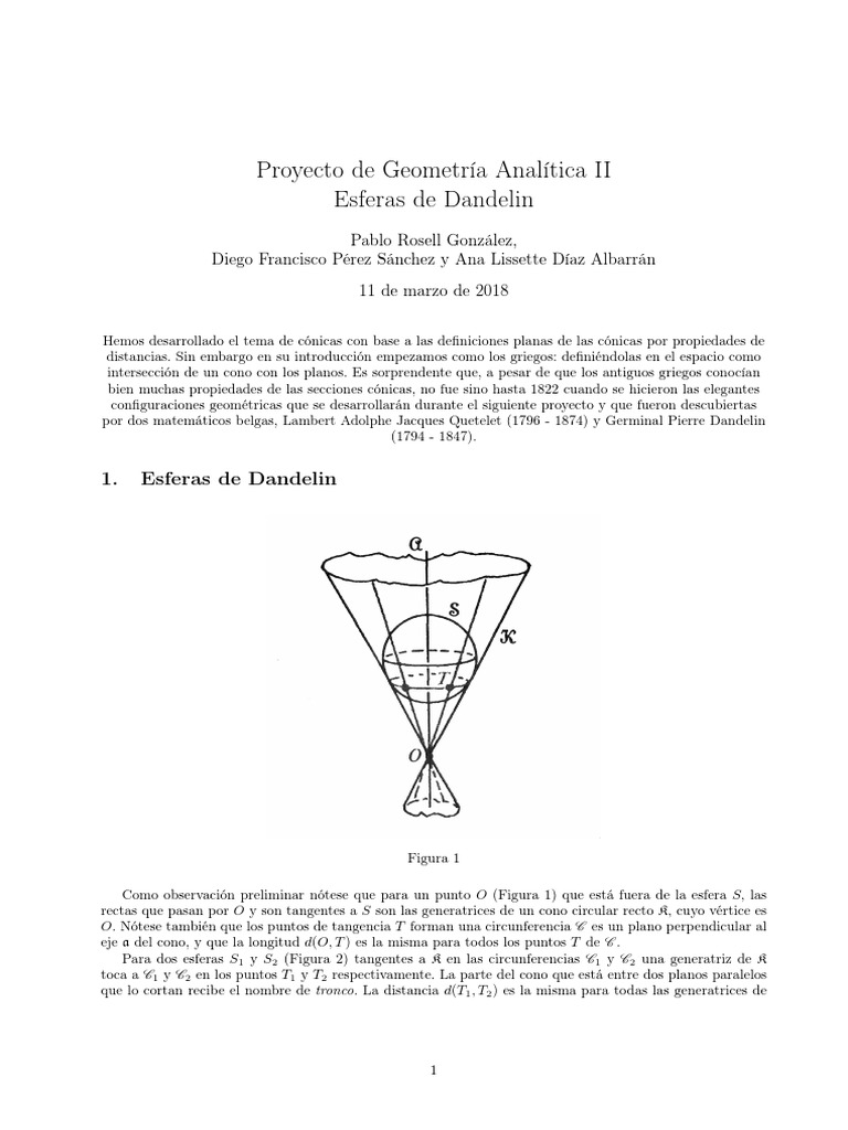 Esferas de Dandelin y la construcción geométrica de las secciones ...