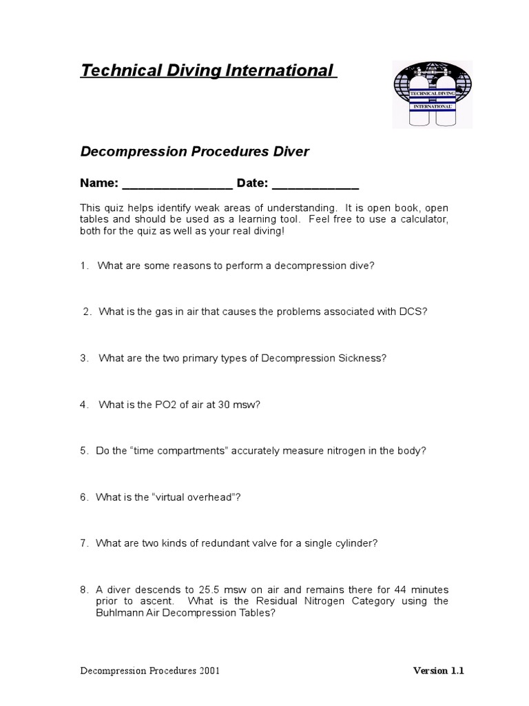 Deco Procedures English Ver1.1 | PDF | Underwater Diving | Underwater ...