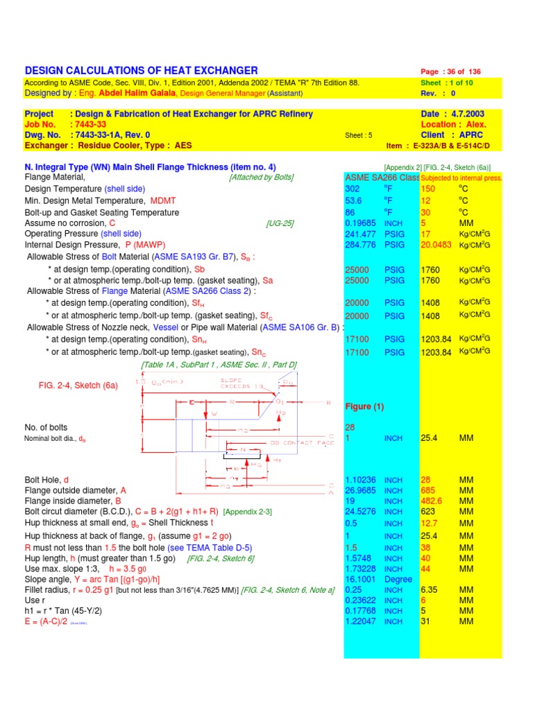 Flange Design Calculations - by Abdel Halim Galala | PDF | Heat ...