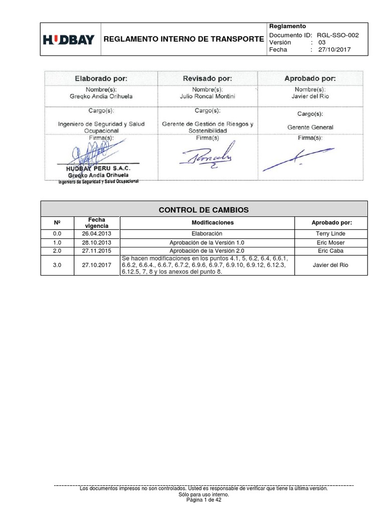 Reglamento Interno de Transporte (RITRA) PDF | PDF | Peatonal | Minería
